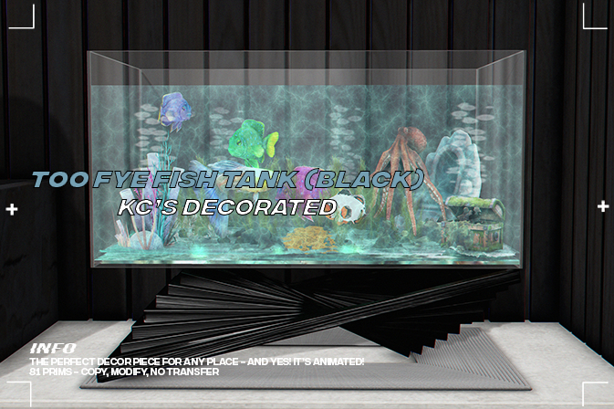 Second Life Marketplace - [KC] - Too Fye Fish Tank (black)